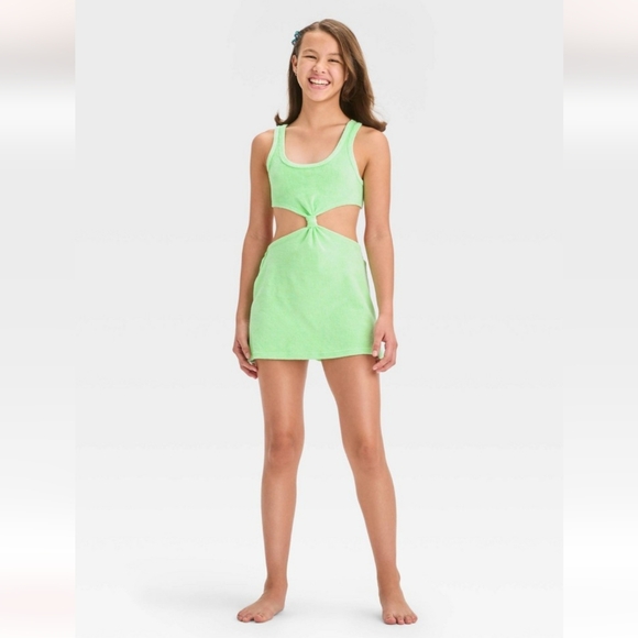 Swim | Girls Solid Terry Cover Up Dress Art Class Green Medium | Poshmark